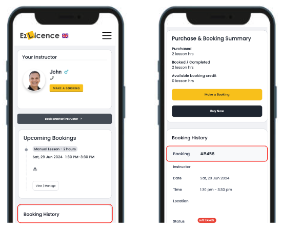 How to view your booking history – EzLicence UK